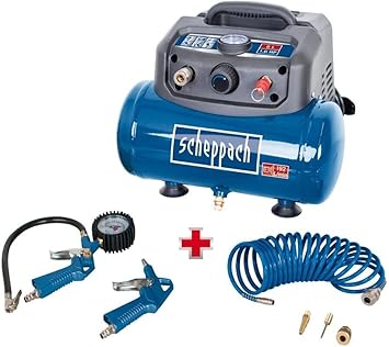 Scheppach HC06 Oil Free Air Compressor 230V 50Hz, 1200W, 8 Bar, 6L ...