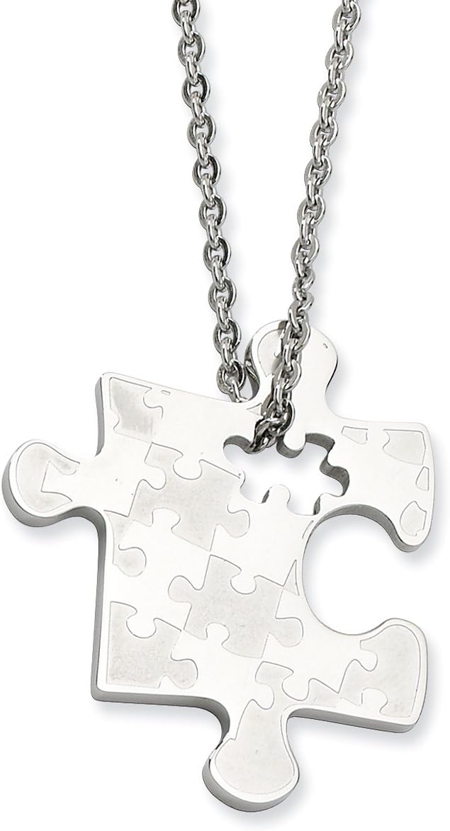 Amazon.com: Chisel Stainless Steel Polished Puzzle Piece Pendant 22 ...