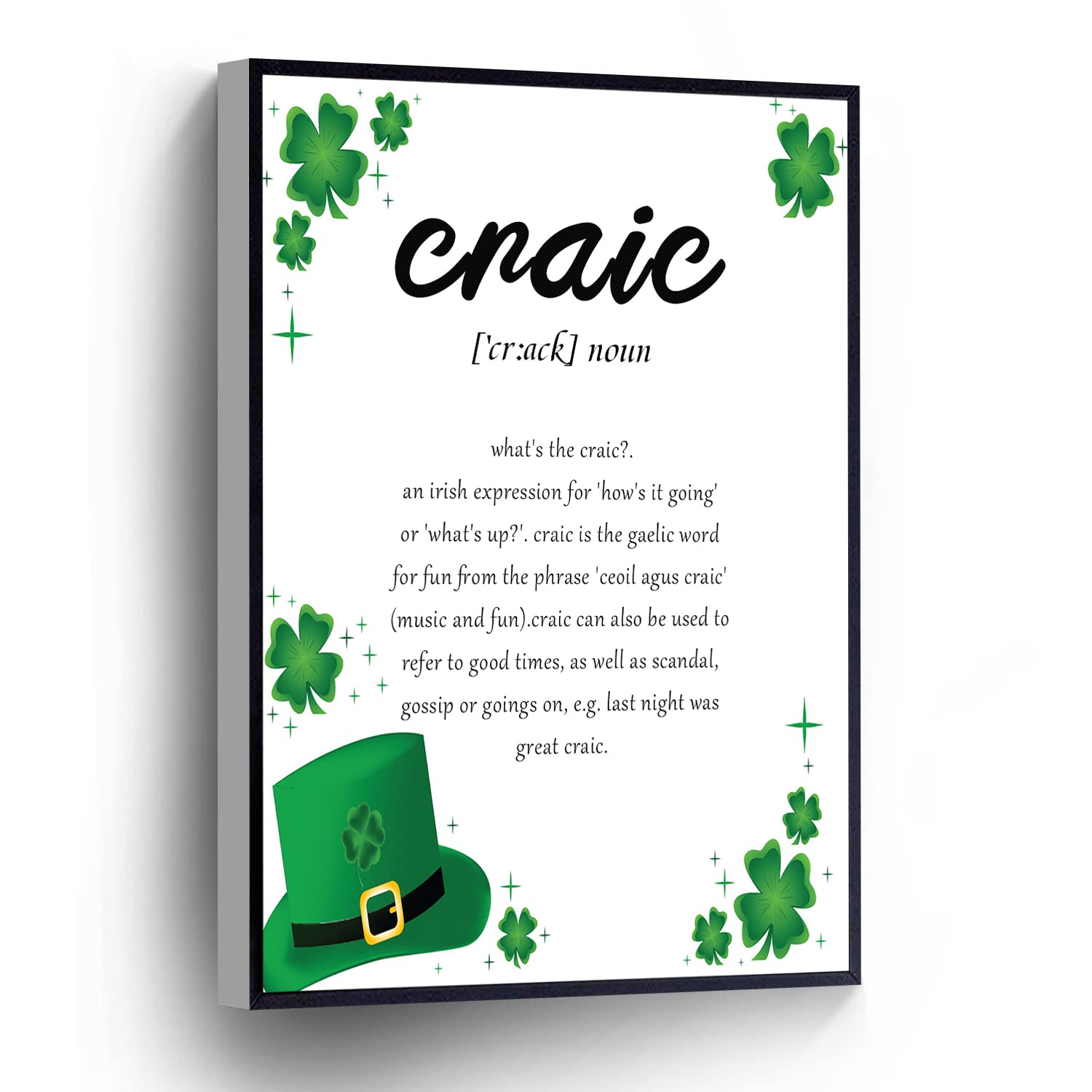 Amazon.com: PUCHYUCT Funny Irish Canvas Wall Art Craic Definition ...