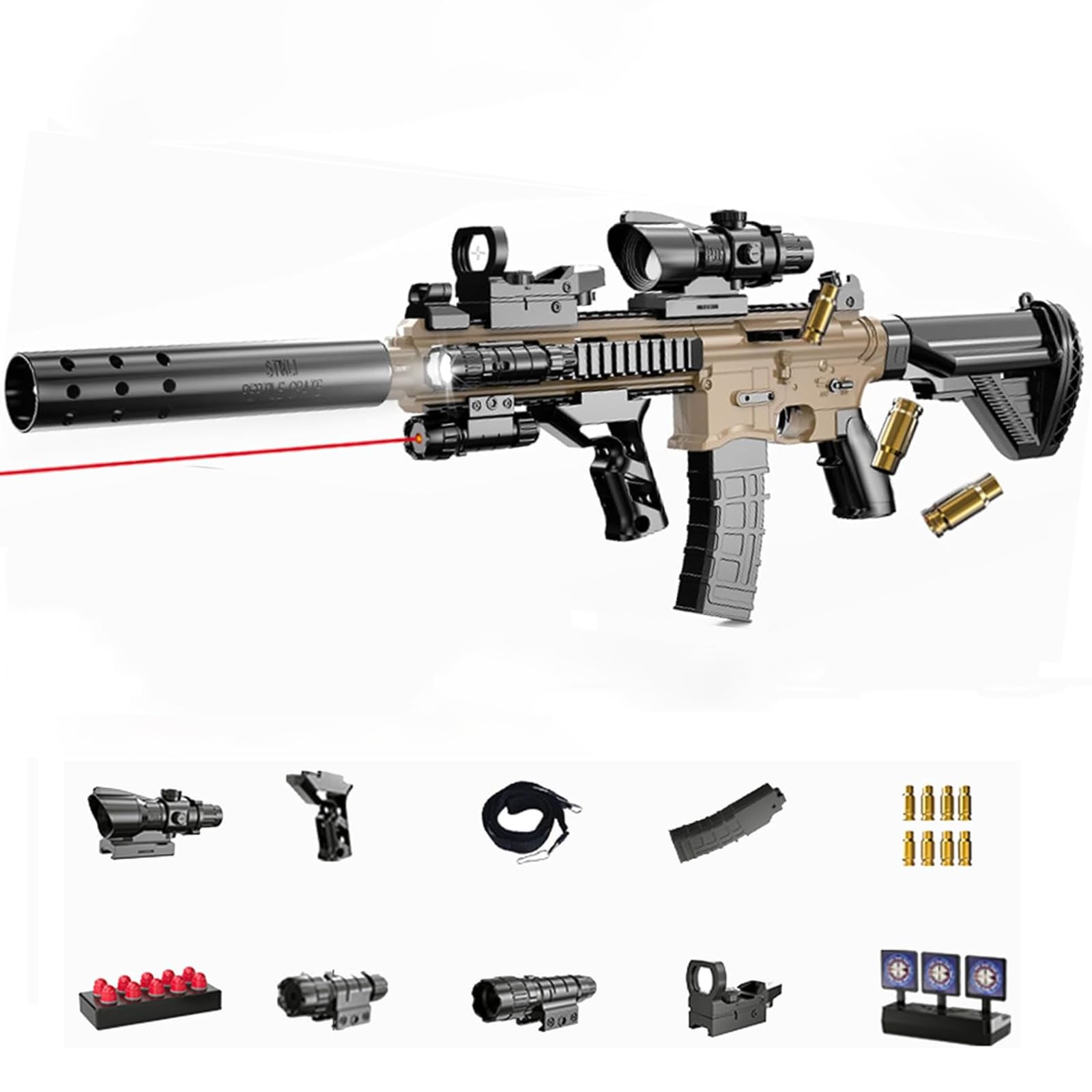 Amazon | SOONALL スポンジ銃 おもちゃ M416 ライフル風おもちゃ銃 トイガン 水鉄砲 ショットガンおもちゃ スポンジ弾 排莢式 10m射撃距離 CSゲーム 10歳以上向け ...