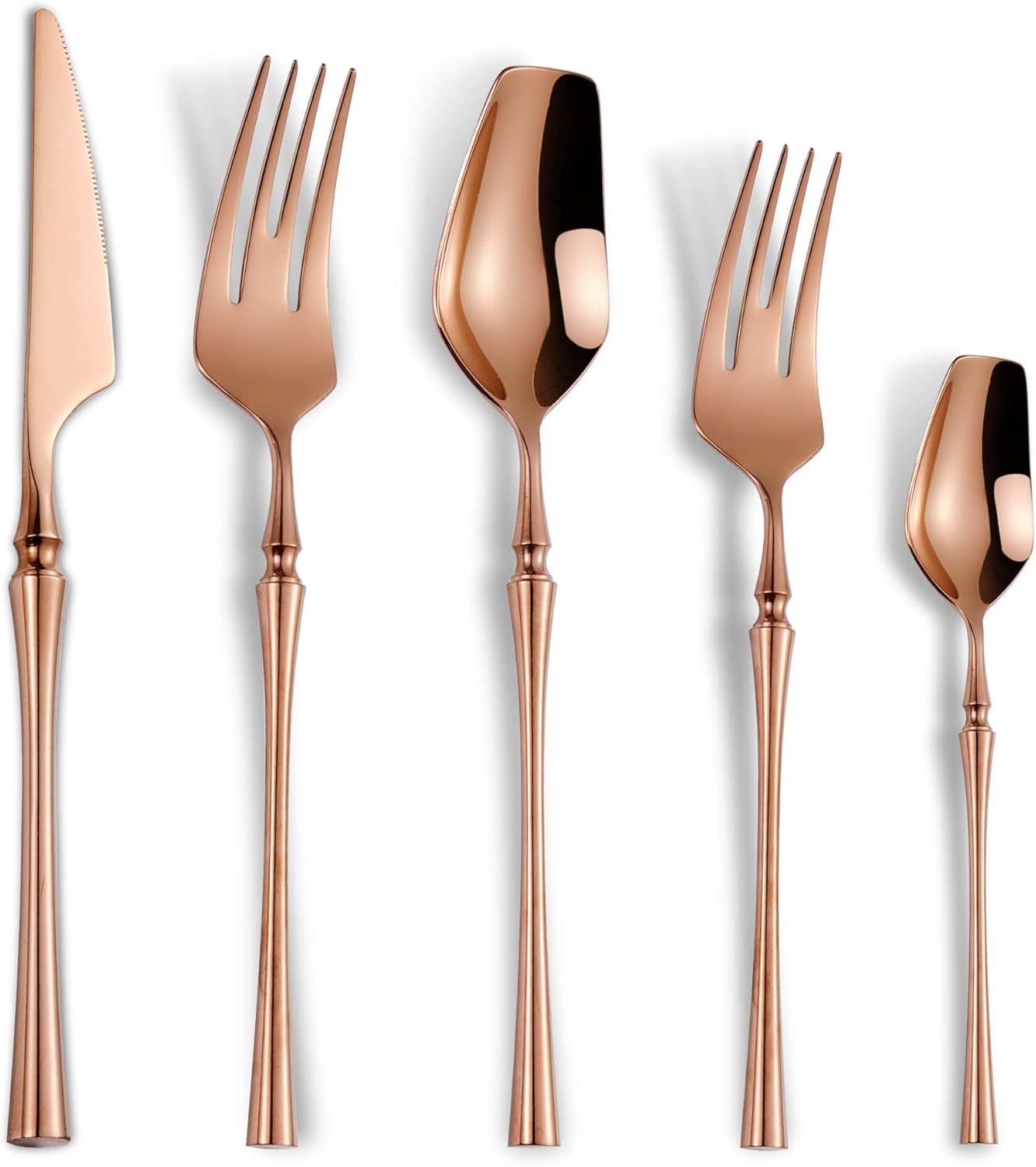 Lemeya 20-Piece Rose Gold Silverware Set for 4,Modern 18/10 Stainless ...