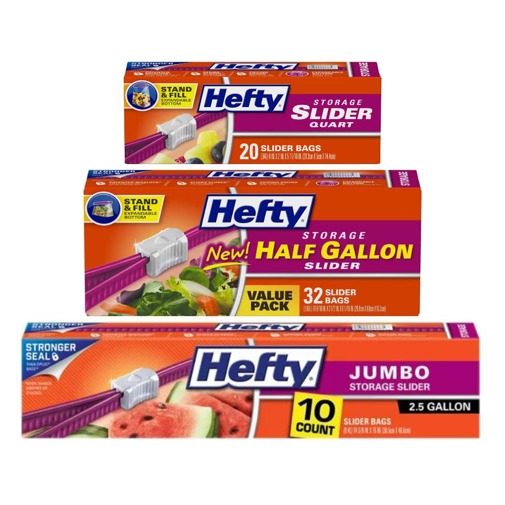 Amazon.com: Hefty Variety, 1 Hefty Slider Bag, Jumbo, 2.5 Gallon, 10 CT ...
