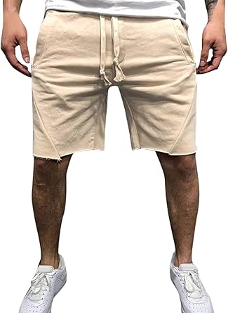Rvidbe Men's Casual Mid Waist Shorts Pant Solid Splice Pocket ...