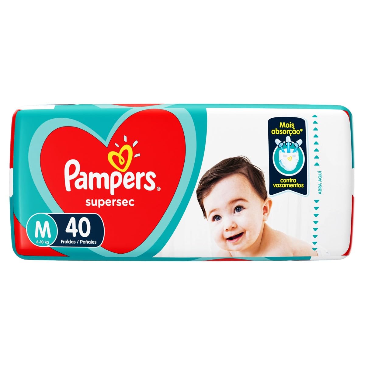Fralda Descartável Infantil Pampers Supersec M Pacote Com 40 Unidades ...