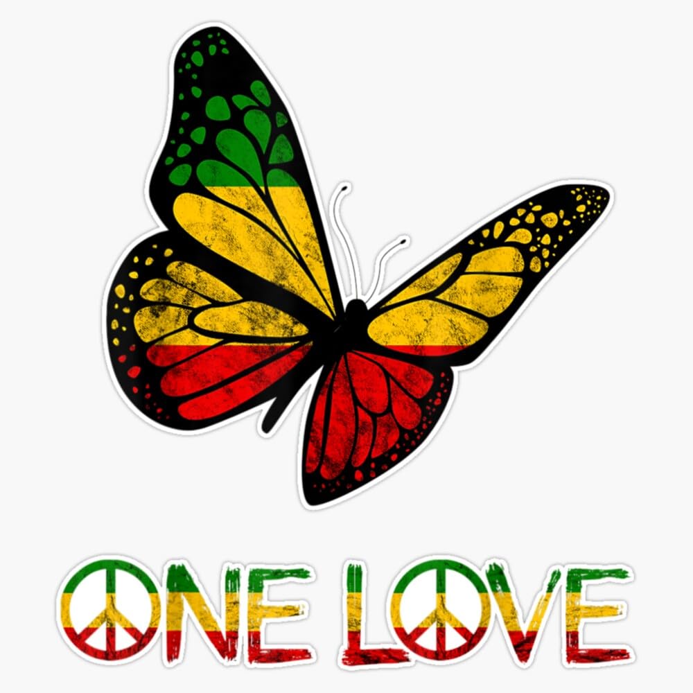 Amazon.com: One Love Butterfly Rasta Reggae Peace Rastafari Roots ...