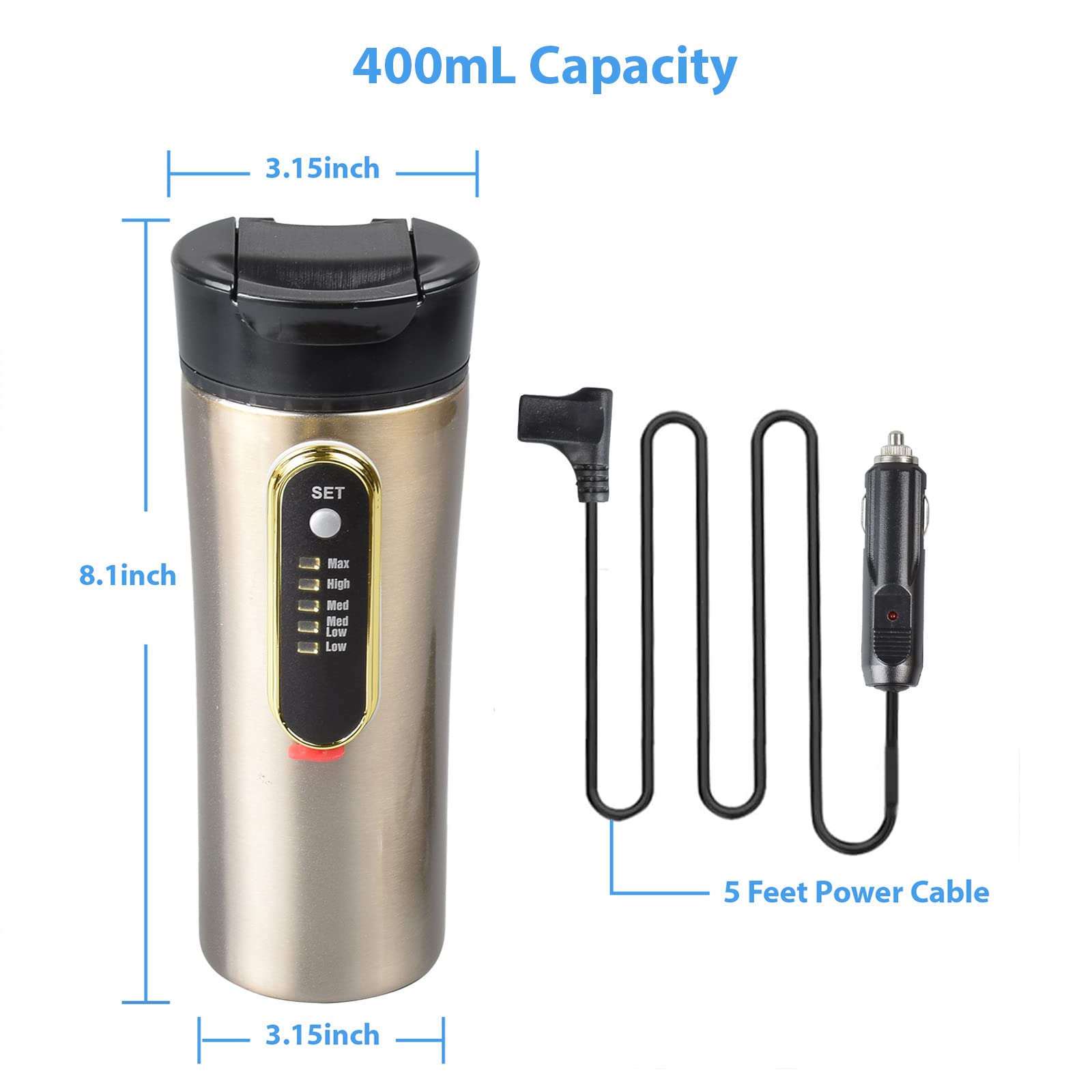 Snapklik.com : 12V Car Mug Stainless Steel 12V Car Heating Cup Car ...