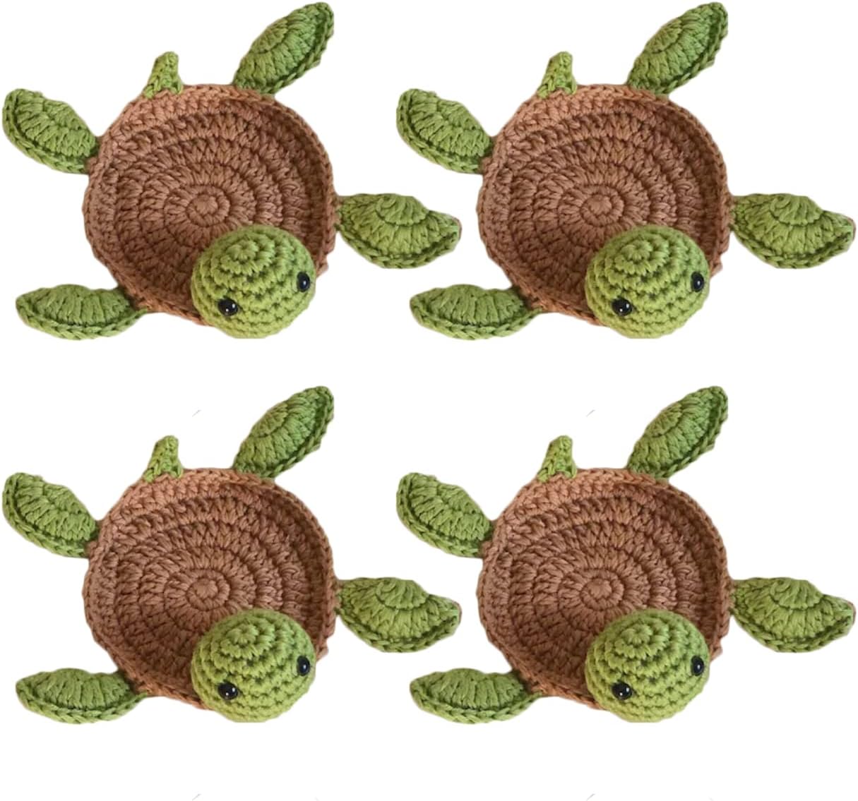 JARPSIRY 4 Pcs Crochet Tortoise Coasters for Drinks, Funny Handmade ...