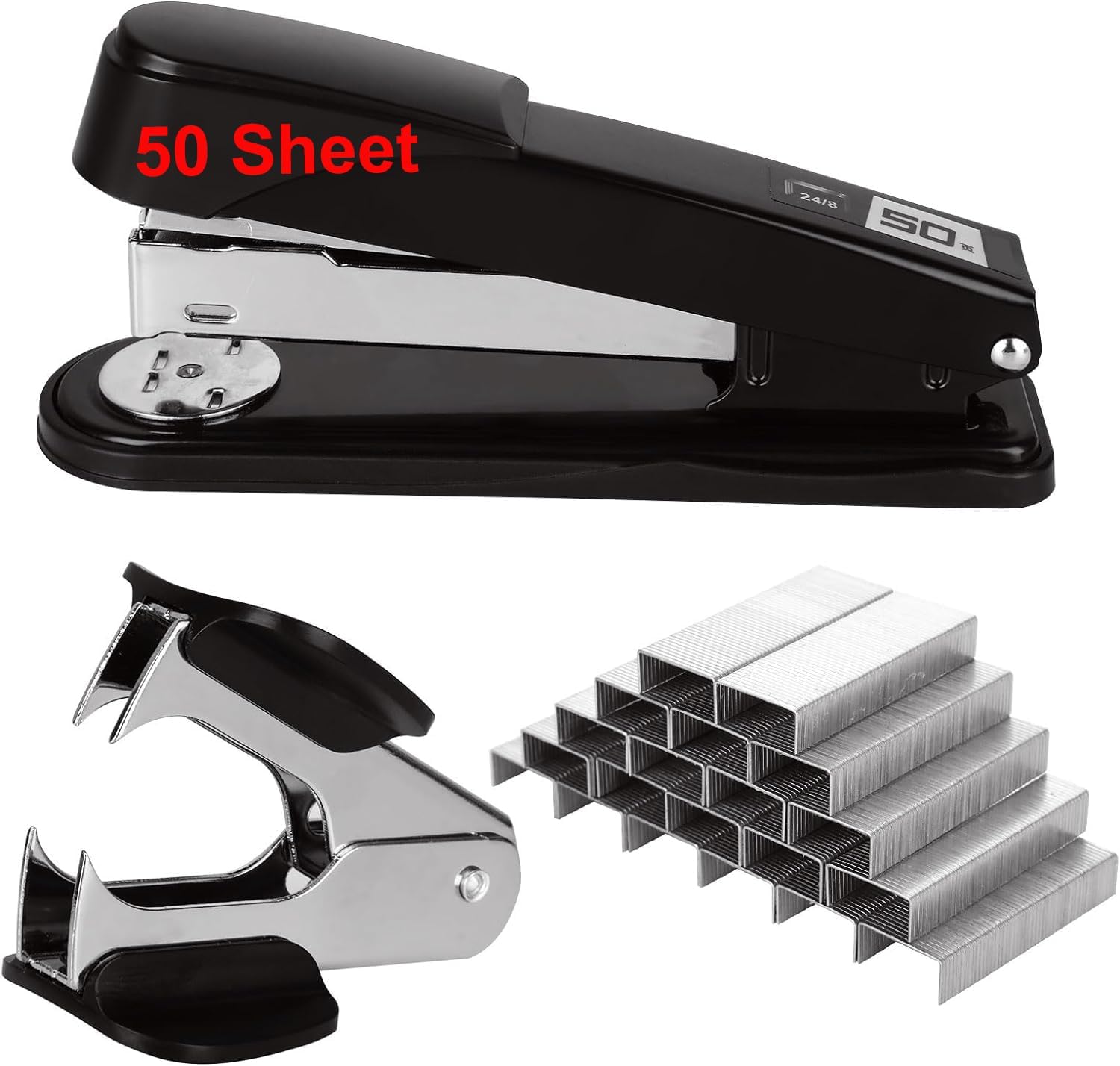 DAJAVE Stapler and Staples Set, 50 Sheet Capacity, Heavy Duty Stapler ...
