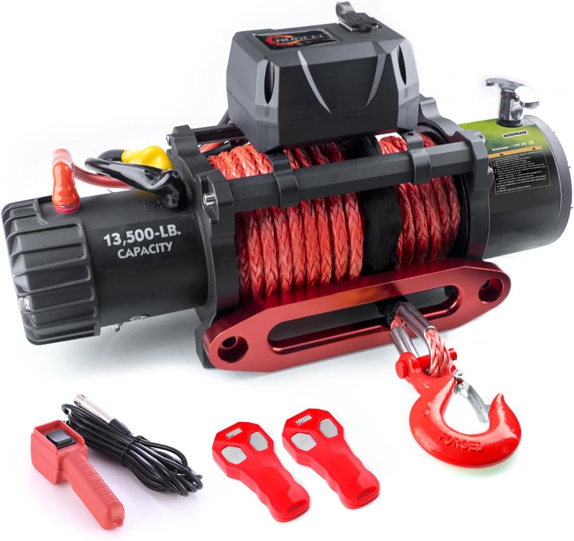 Amazon.com: GRIPWAY 13500lb Waterproof Electric Red Synthetic Rope ...