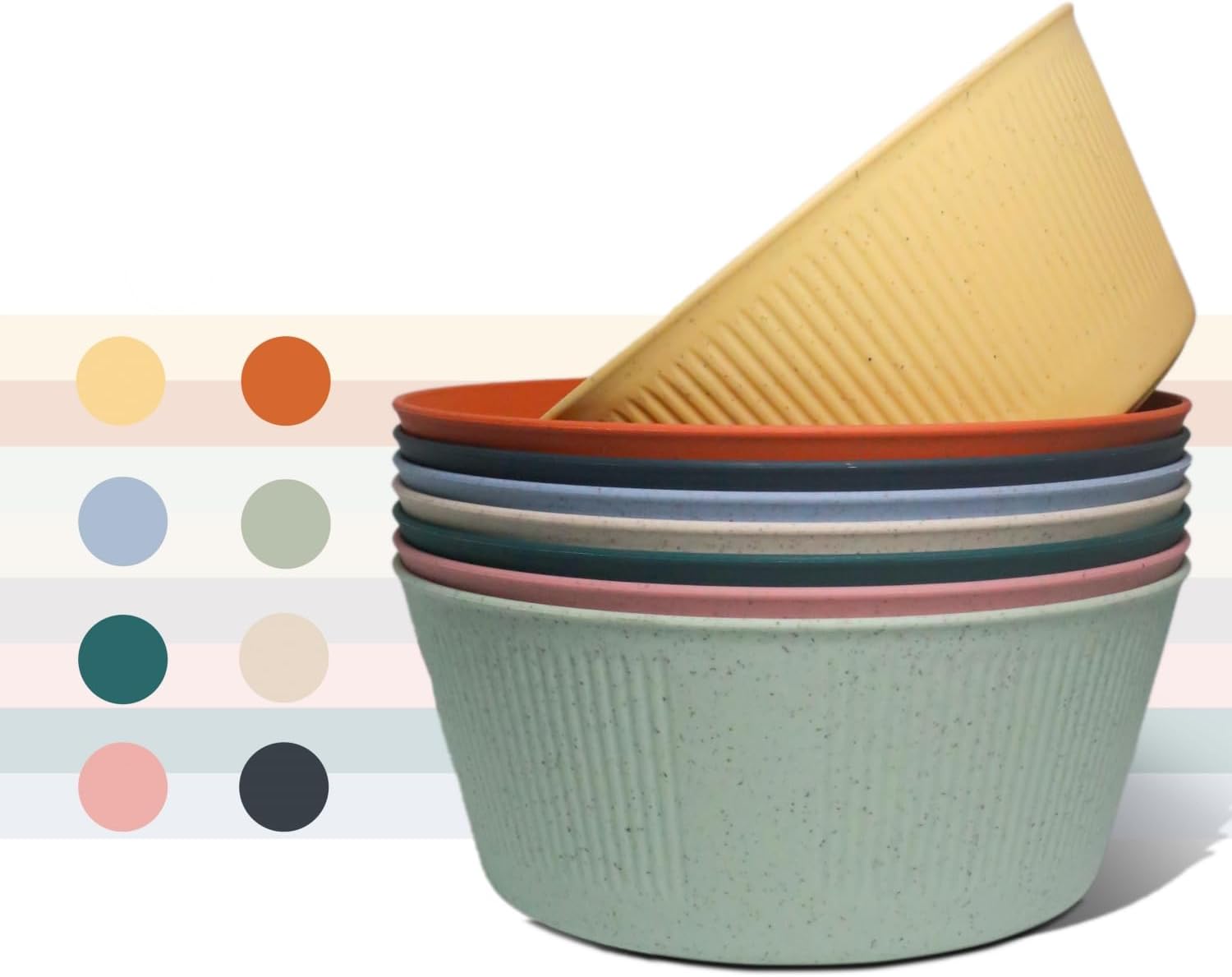 Amazon.com | WANBY Plastic Bowls Set Large Salad Bowls Lightweight ...