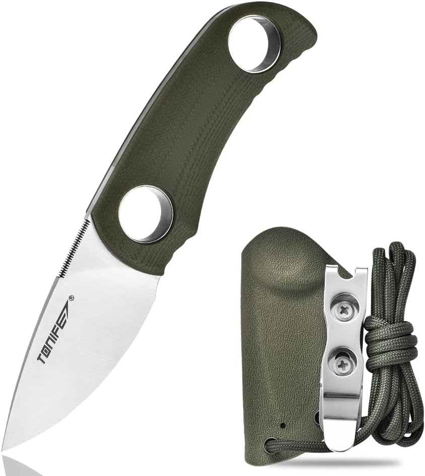 Amazon.com : TONIFE Runer Fixed Neck Knife with Scabbard and Lanyard 1. ...