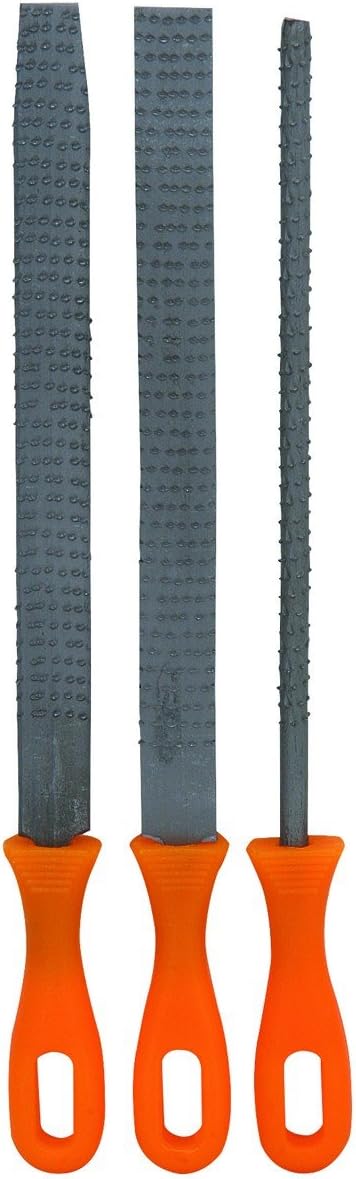 3 Piece Rasp Set: 3/4 In. Flat Rasp, 7/8 In. Half-round Rasp, and 3/8 ...