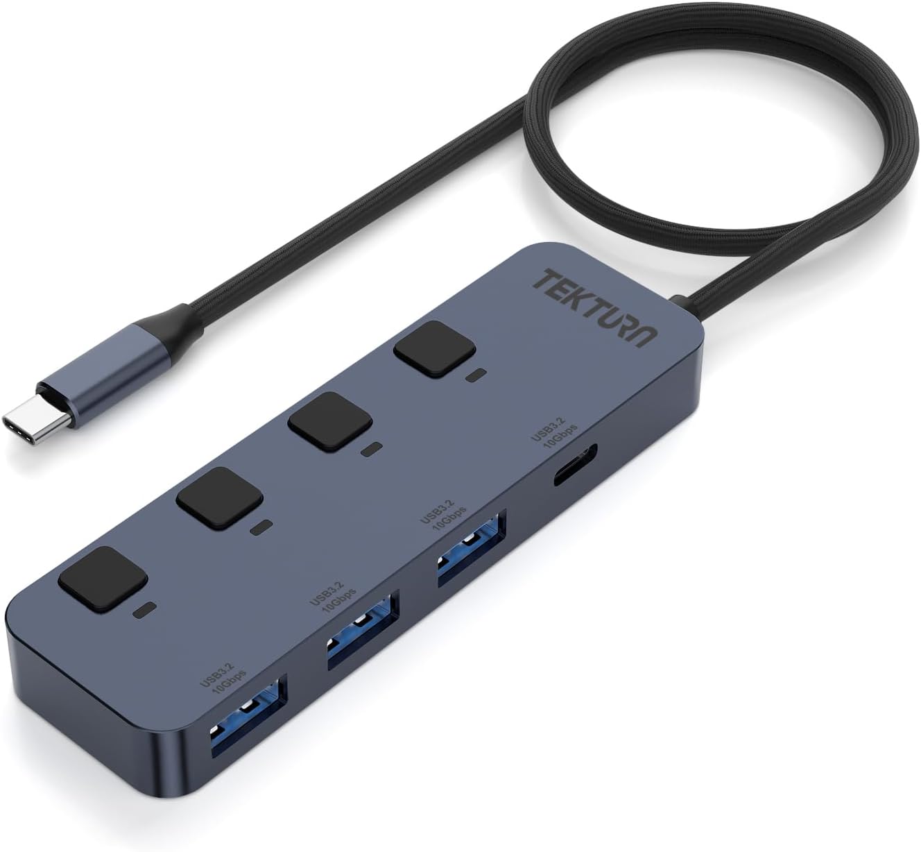 Amazon.com: TEKTURN 4-Port USB-C Hub (10Gbps) with On/Off Switches, 1 ...