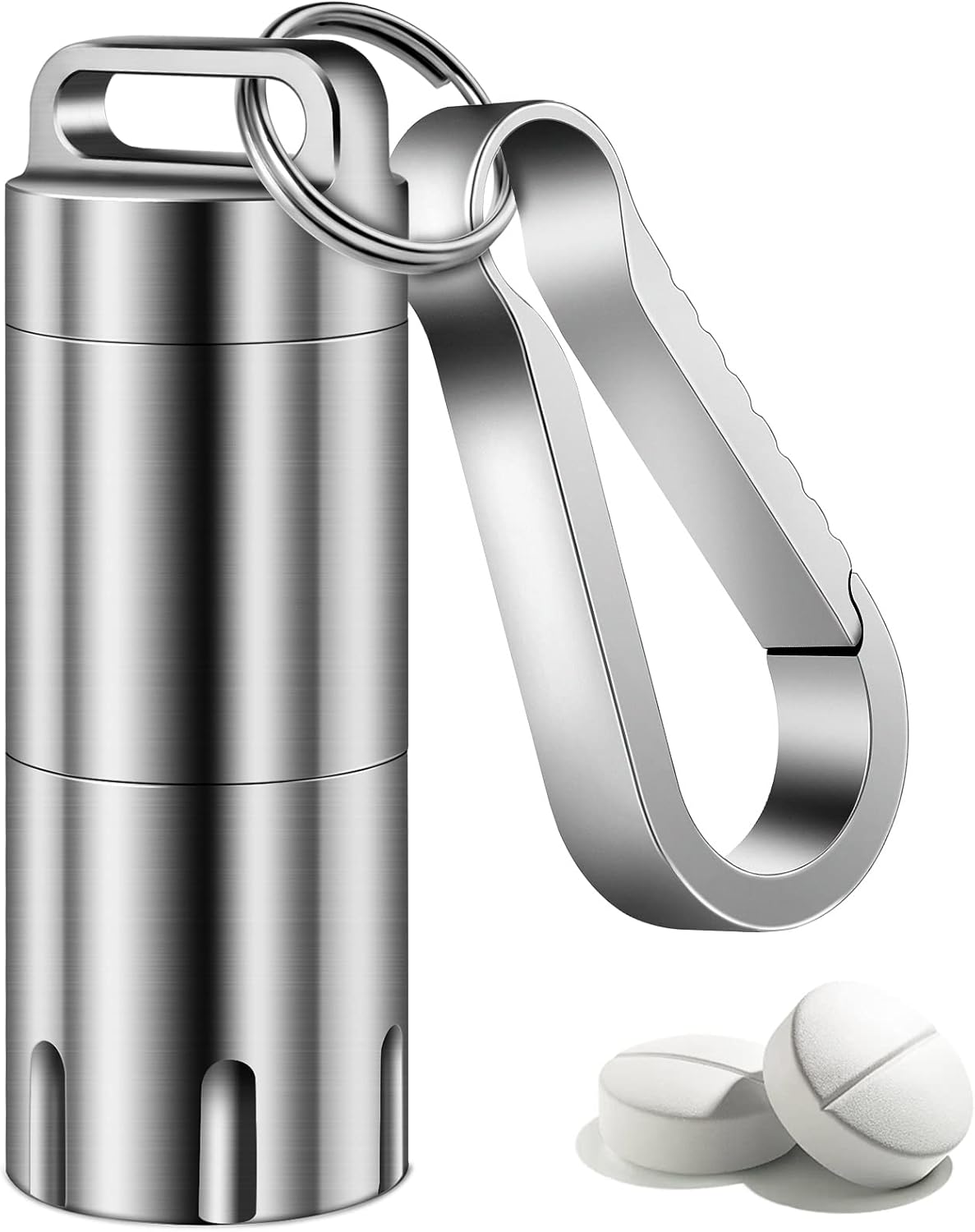 Titanium Small Pill Holder Keychain, TISUR Portable Pill Case ...