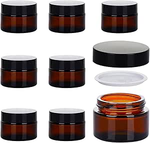 Amber Glass Jars - 8 Pack (30ml) Glass Jars with Lids - Brown Travel ...