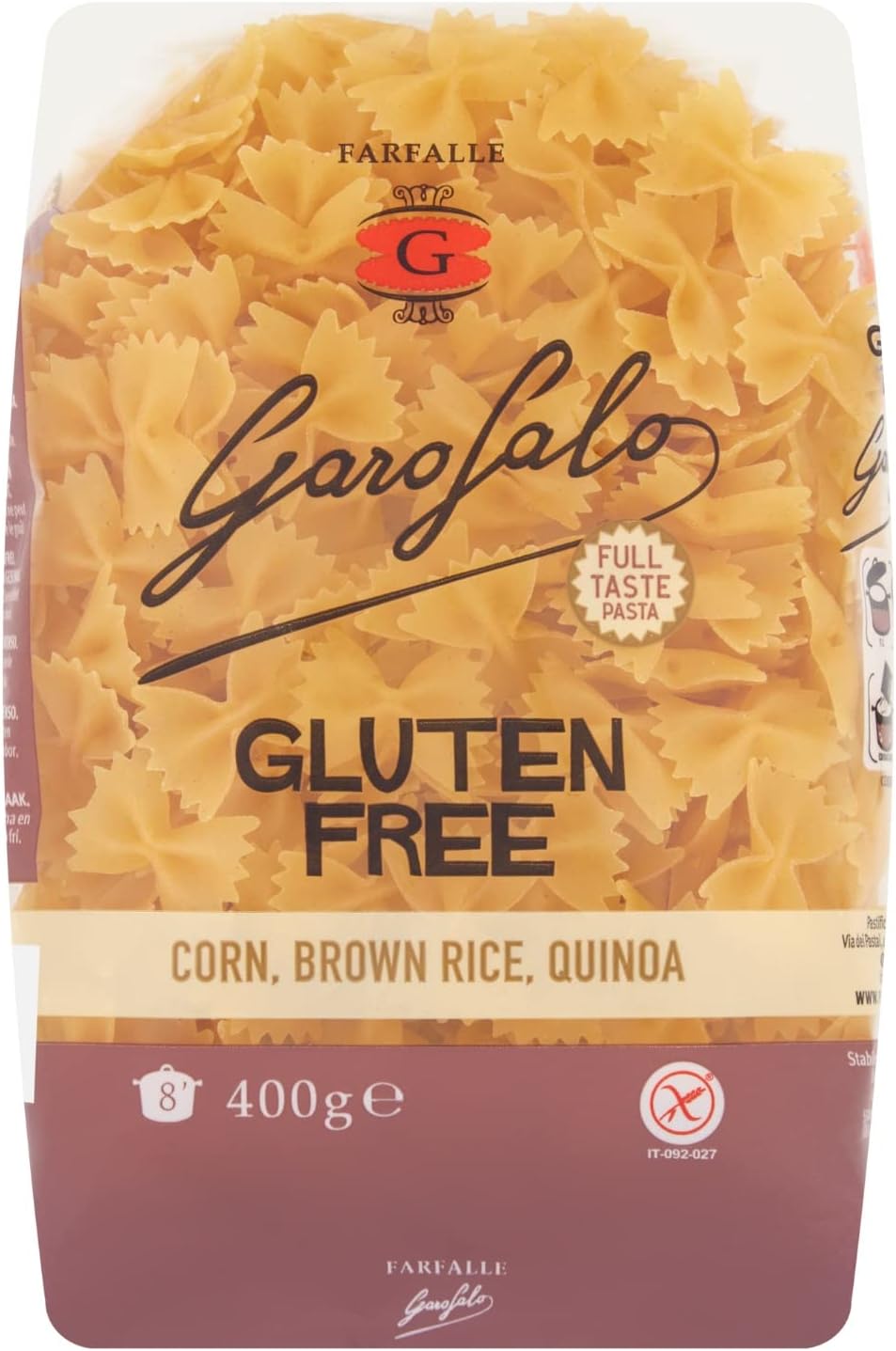 Garofalo Gluten Free Farfalle Pasta, 400g : Amazon.co.uk: Grocery