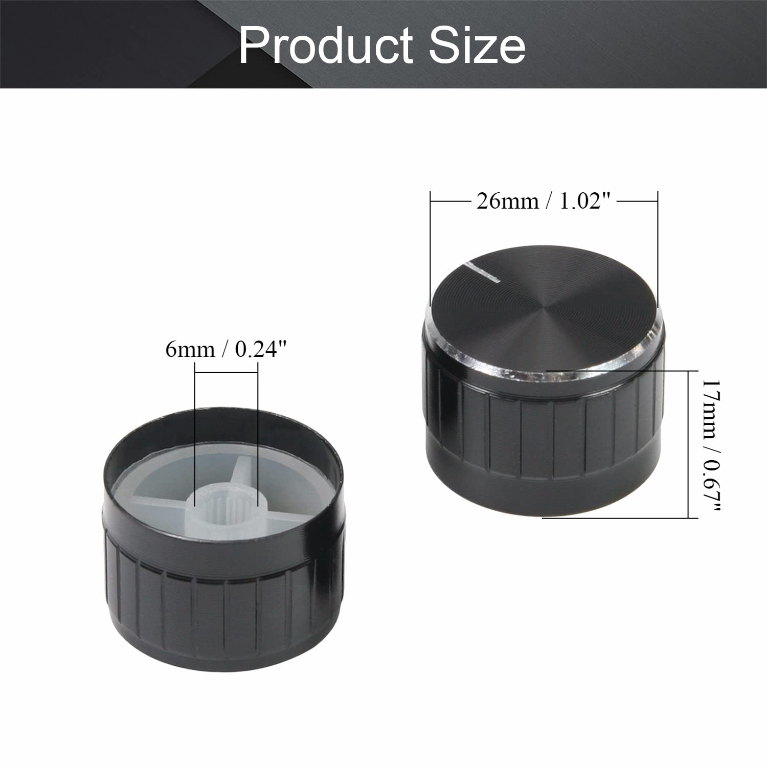 Snapklik.com : Potentiometer Control Knob 2Pcs 6mm Insert Shaft 26x17mm ...