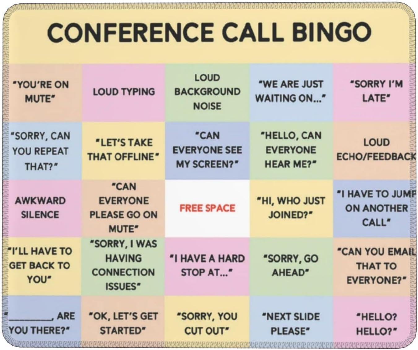 Amazon.com: CosrKee Conference Call Bingo Zoom Meeting Water Resistant ...