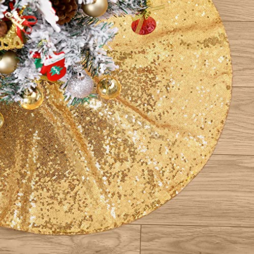 Snapklik.com : Gold Christmas Tree Skirt 24 Round Mini Tree Skirt ...