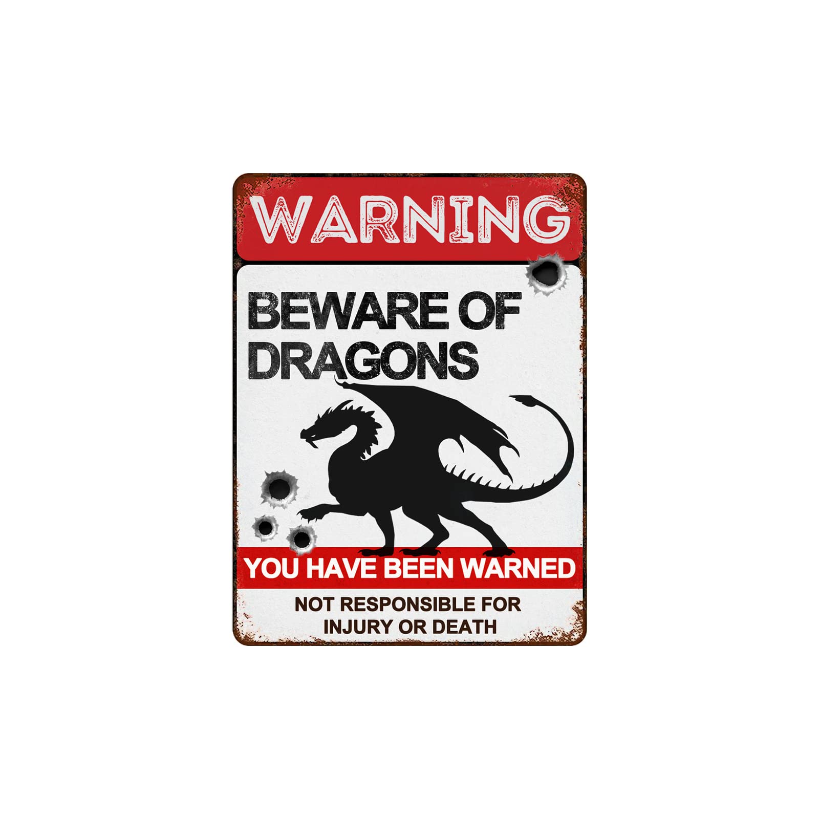 Amazon.com : BAIWIFE Beware of Dragons Signs 8"x12" Vintage Metal ...