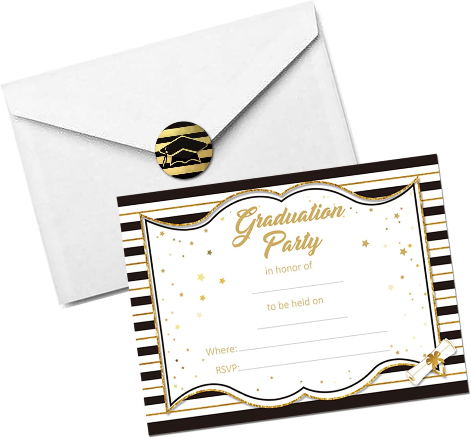 Amazon.com : Cheerland 12 Invitation Set Holographic Blue Graduation ...