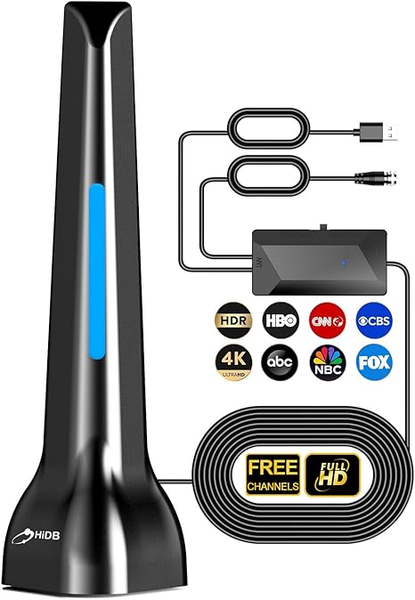 Amazon.com: HIDB Indoor TV Antenna, 360 Reception, 120 Miles Range, Amplifier, Magnetic Base, 4K ...