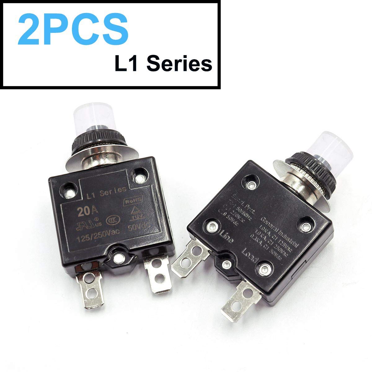 Snapklik.com : Mxuteuk 2Pcs 20Amp Circuit Breakers Push Button Manual ...