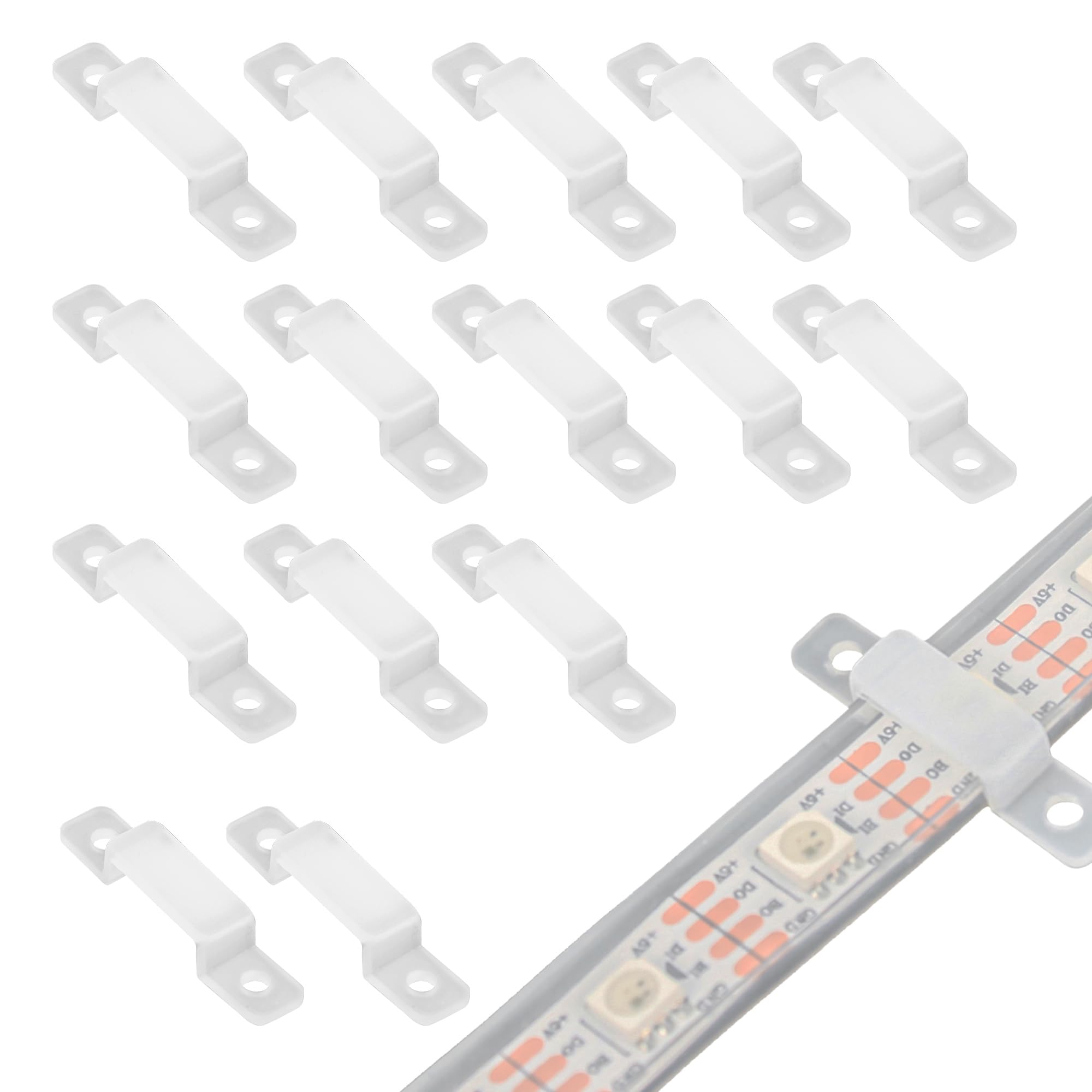 VIPMOON 100 Pack LED Silicon Fastener Clip, LED Strip Holder Fastener ...