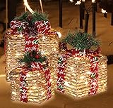 Natural Burlap and Rattan Lighted Gift Boxes | The Green Head