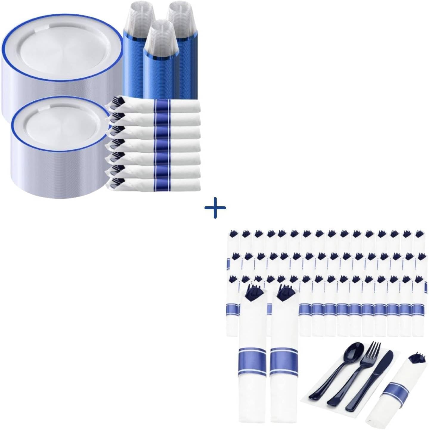 Amazon.com: Goodluck 550 Piece Dark Blue Plastic Dinnerware Set for ...