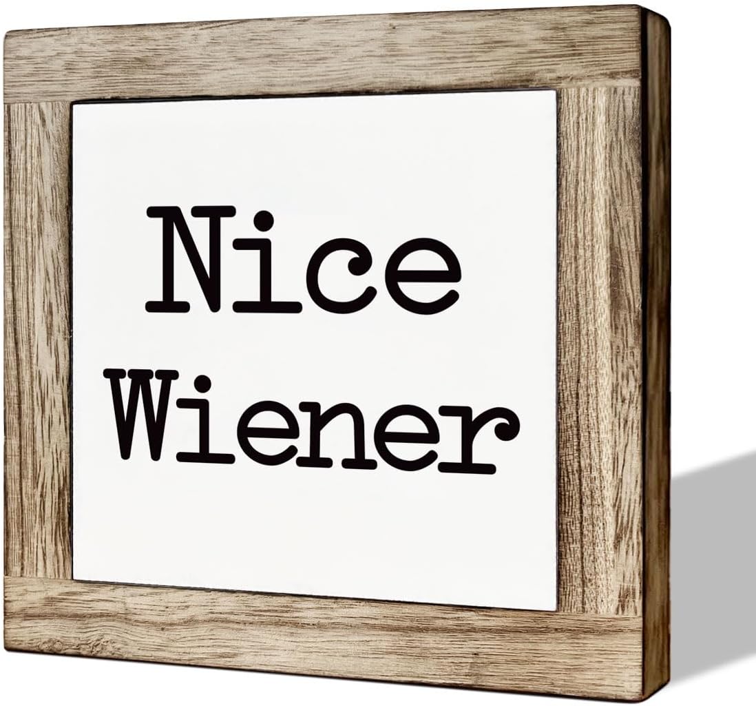 Amazon.com: Honey Dew Gifts Funny Restroom Decor - Wiener Sign, Wooden ...