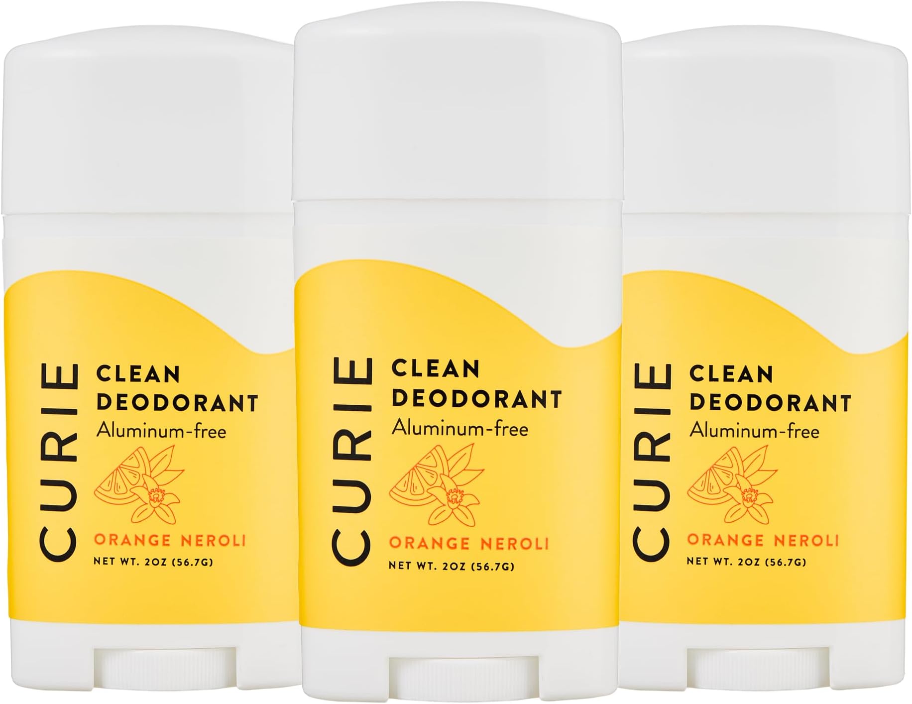 Amazon.com : Curie Aluminum Free Deodorant - Orange Neroli Stick 3pk ...