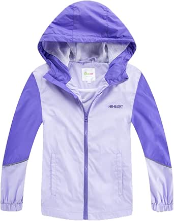 Amazon.com: Hiheart Girls Boys Hooded Lightweight Jackets Water ...