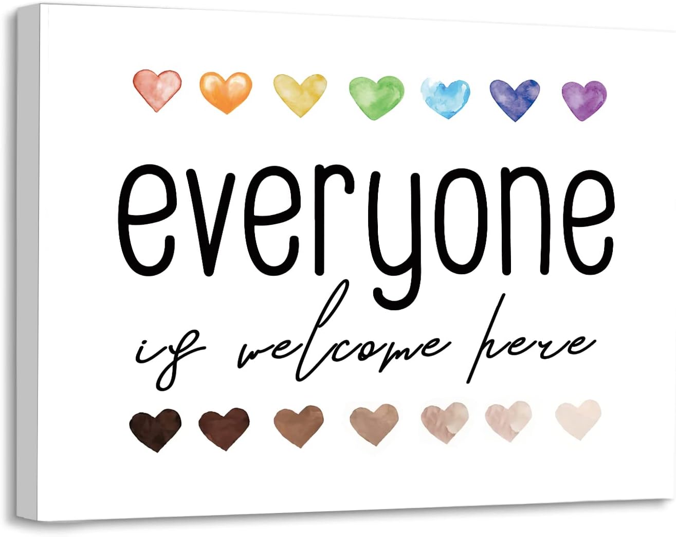 Amazon.com: Diversity Everyone is Welcome Here Framed Canvas Wall Art ...