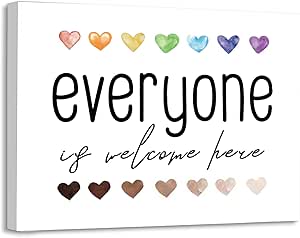 Amazon.com: Diversity Everyone is Welcome Here Framed Canvas Wall Art ...
