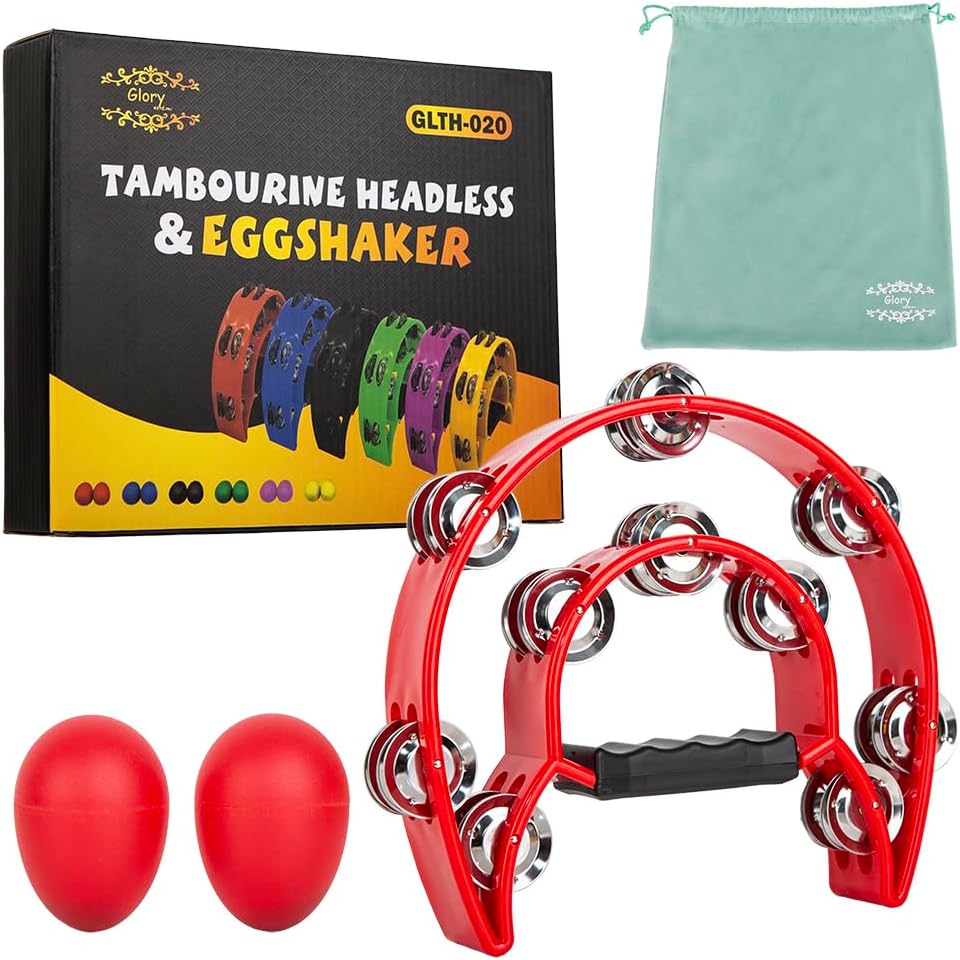 Amazon.com: Glory Double Row Tambourine, Half Moon Double Row Metal ...
