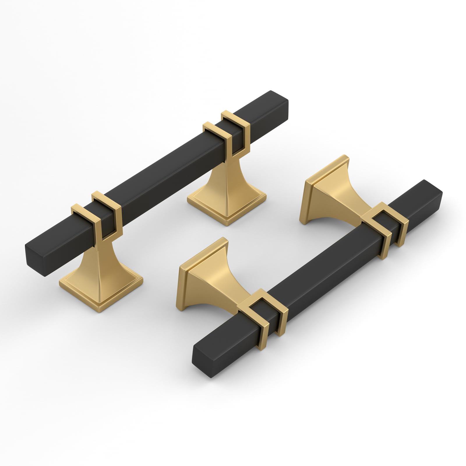 Haliwu Black and Gold Cabinet Pulls, 6 Pack 3-inch Hole Spacing Gold ...