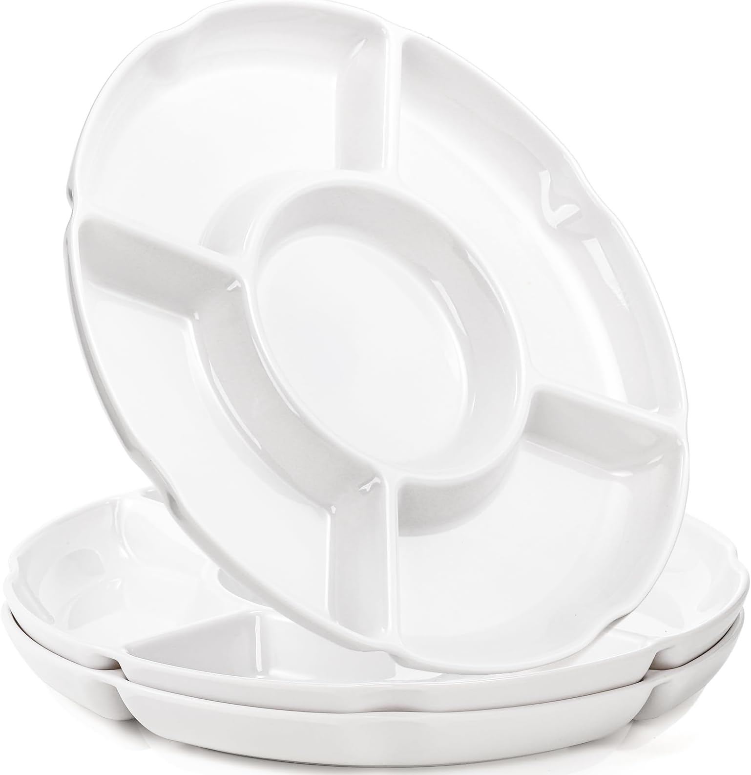 Amazon.com | DEAYOU 3 Pack Ceramic Chip and Dip Serving Tray, Porcelain ...