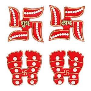 Buy Diwali Decorations Decorative Red Swastik Pagla Shubh Labh Sign for ...