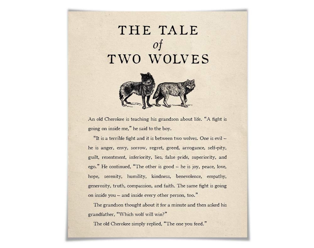 Amazon.com: The Tale of Two Wolves Art Print. 6 Sizes/5 Backgrounds ...