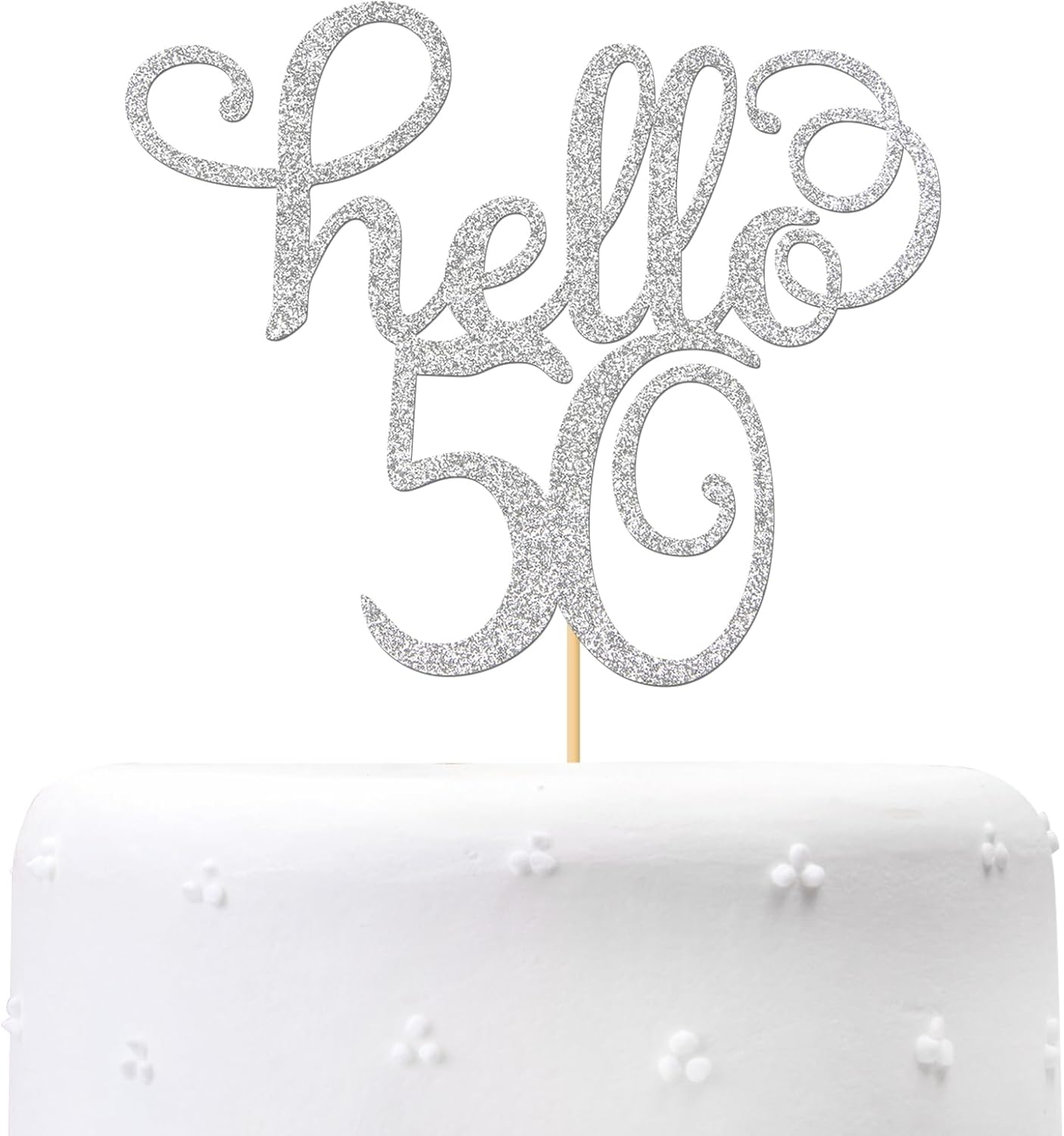 Amazon.com: Sliver Glitter Hello 50 Cake Topper - Cheer to 50 Years ...
