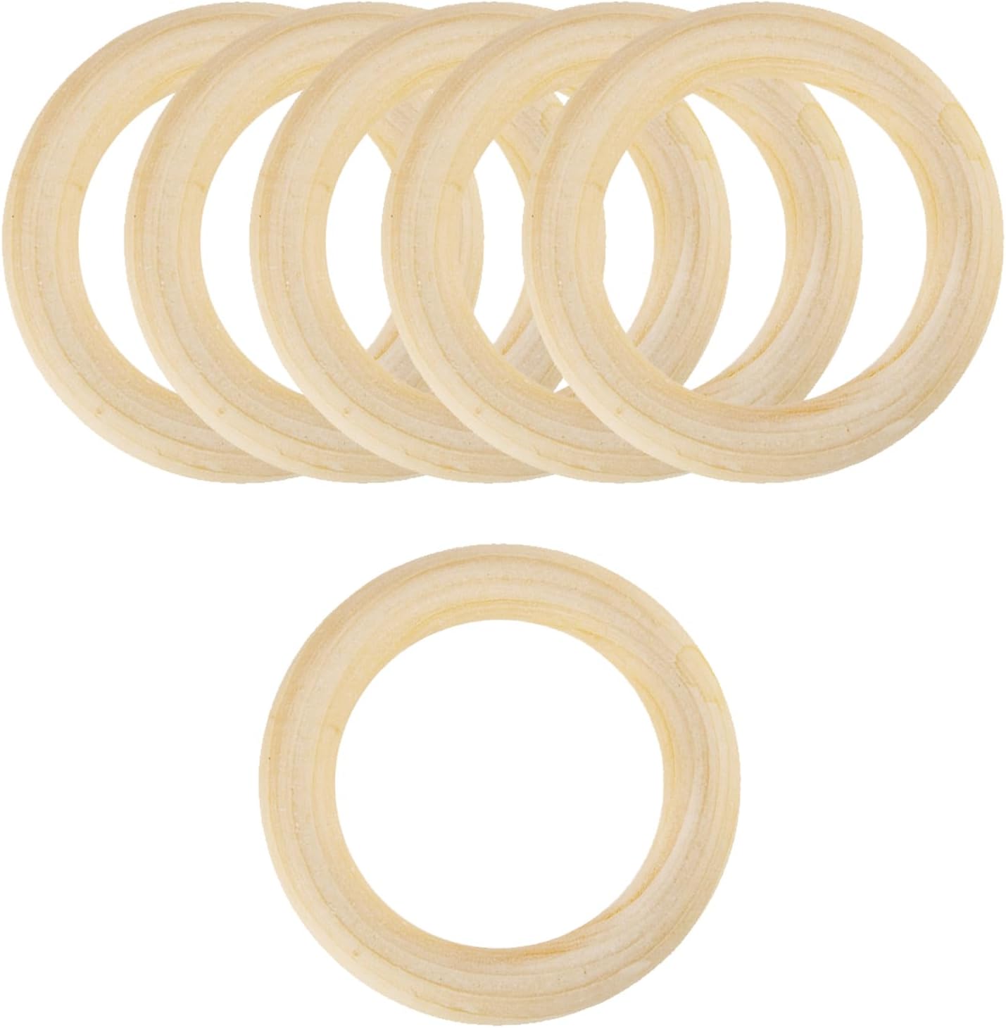TOOINKCV 6 Pcs 90mm Wooden Rings for Crafts,Natural Unfinished Wood ...