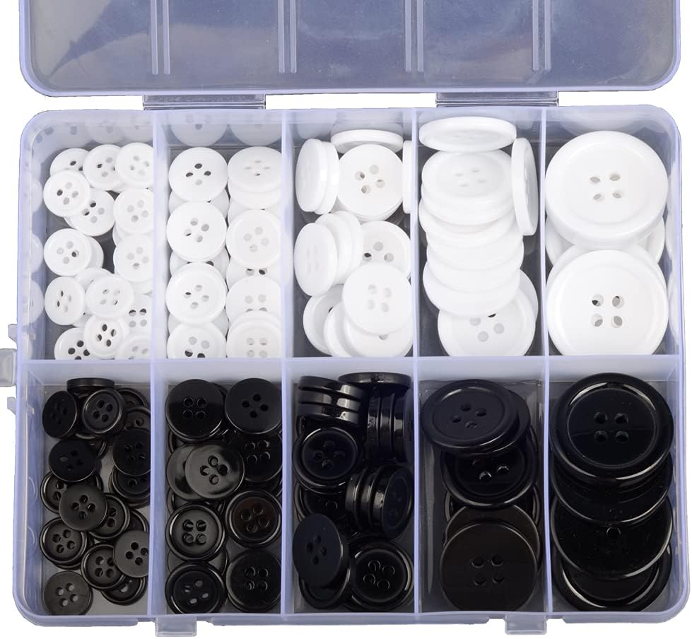 Amazon.com: Wennuo 100Pcs Black Sewing Buttons,4-Hole Craft Buttons, 5 ...