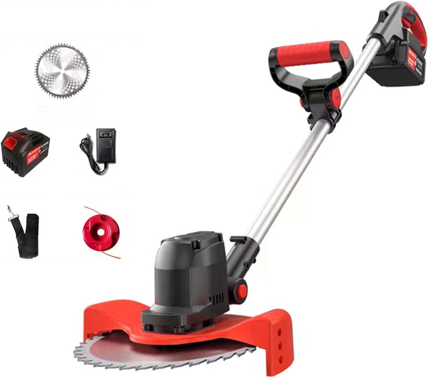 Rechargeable trimmer, cordless, 90° rotating cutting head, 40 cm ...