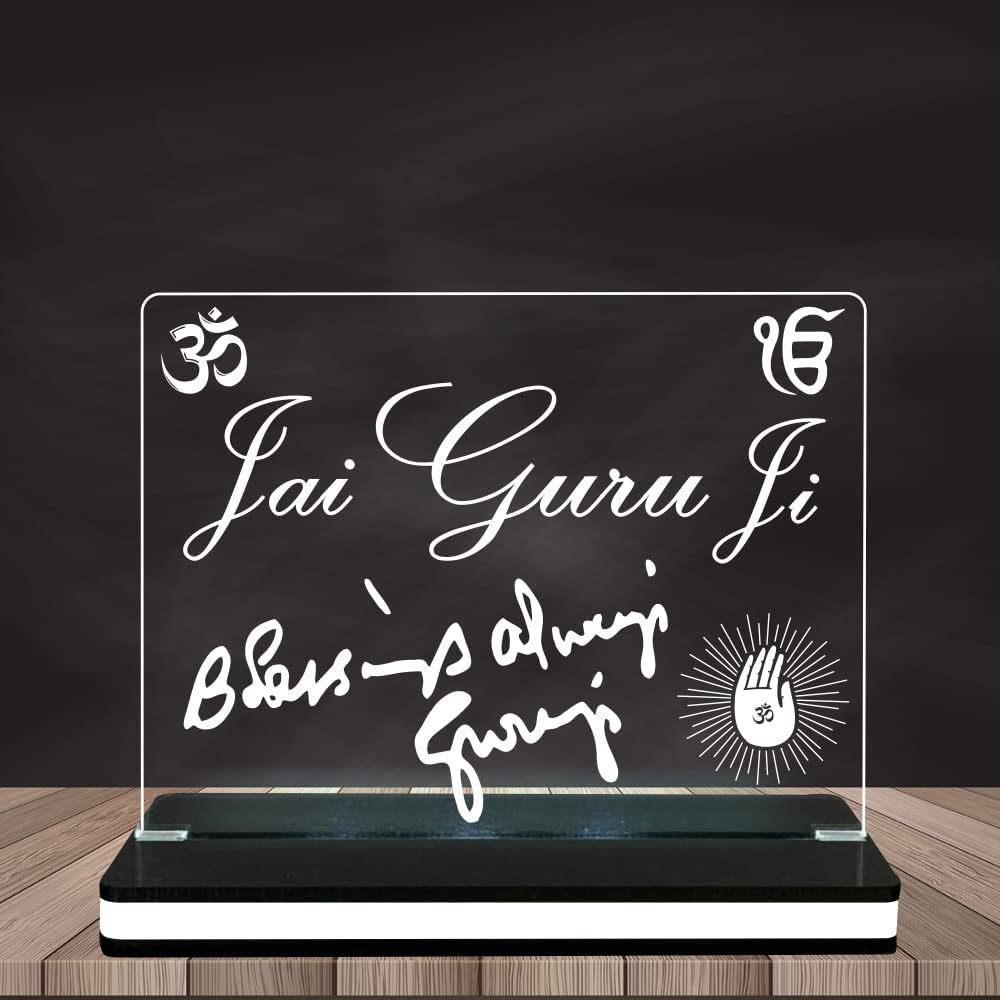 Acrylic Guru ji Blessing Sign With Led Table Top & For Car Dash Board ...