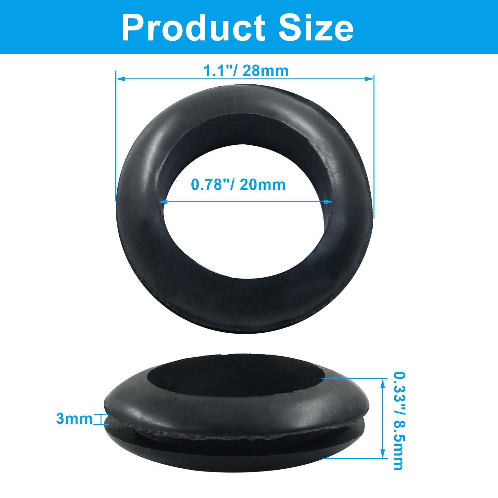 Snapklik.com : 24 Pcs Rubber Grommets, 3/4" Inside Diameter 7/8" Drill ...