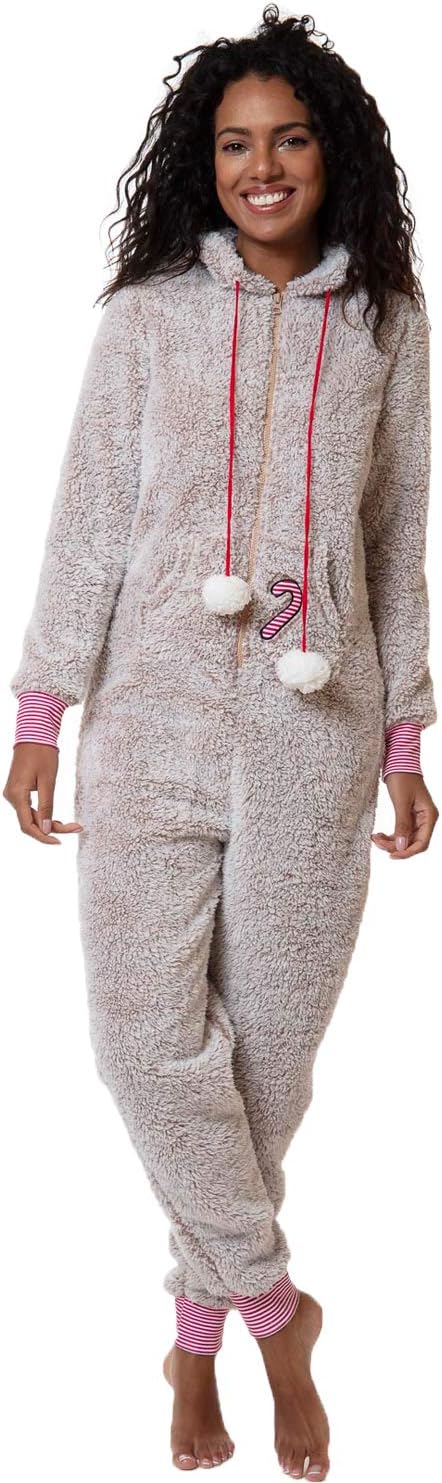 Amazon.com: KINA FANG Adult Reindeer Cartoon Onesie Warm Pajamas for ...