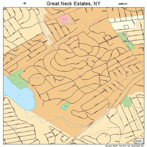 Large Street & Road Map of Great Neck Estates, New York NY - Printed ...