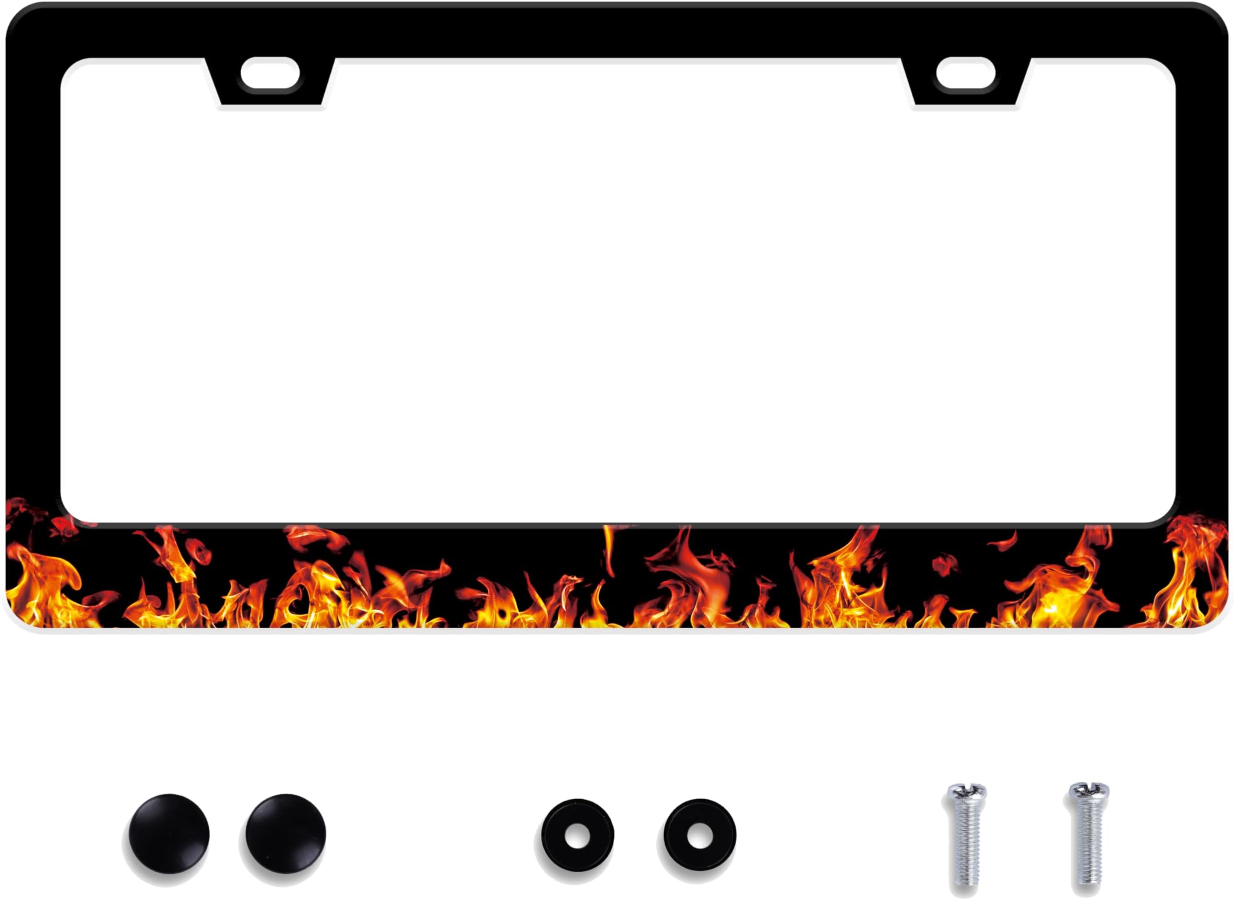 Amazon.com: Red Flame License Plate Frame Fire Combustion Stainless ...