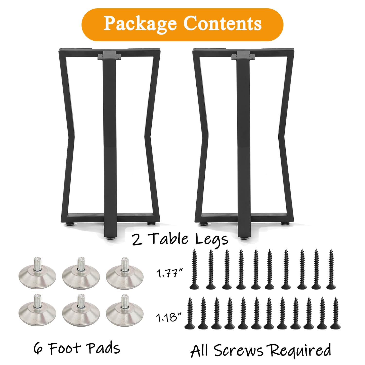 MinWadil Set of 2 Metal Desk Legs, 28â€?H x 16â€?W Heavy Duty T-Shape ...
